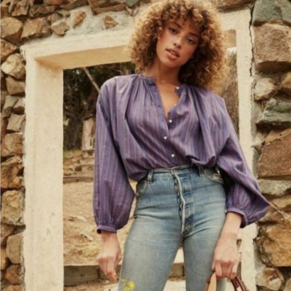 Doen | Tops | Doen The Jane Buttondown Isla Sleeves Oversized Dolman Blouse Top Xs | Poshmark